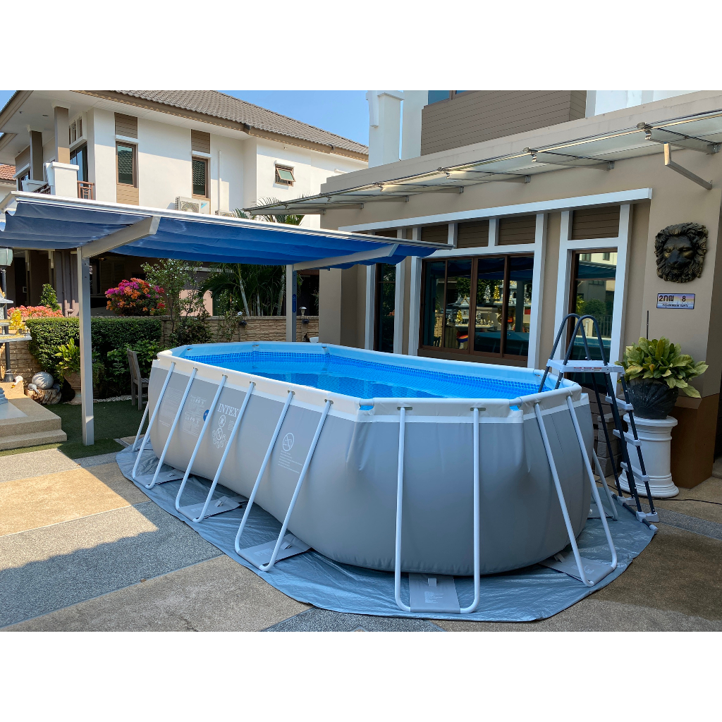 ใหม่ Intex 26796 สระน้ำปริซึมทรงรี ขนาด (16 ฟุต) 5.03 x 2.74 x 1.22 เมตร รุ่นใหม่!! ระบบกรองทราย ...