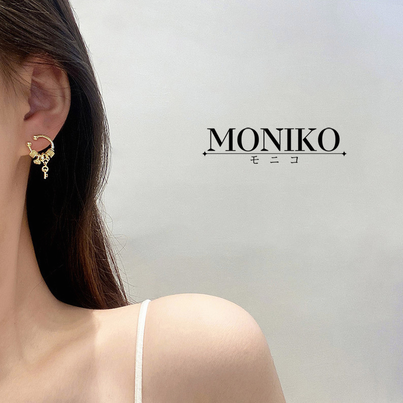 MONIKO ต่างหู เข็มเงิน 925 ต่างหูพวงกุญแจเงิน รูปทรงเรขาคณิต ...