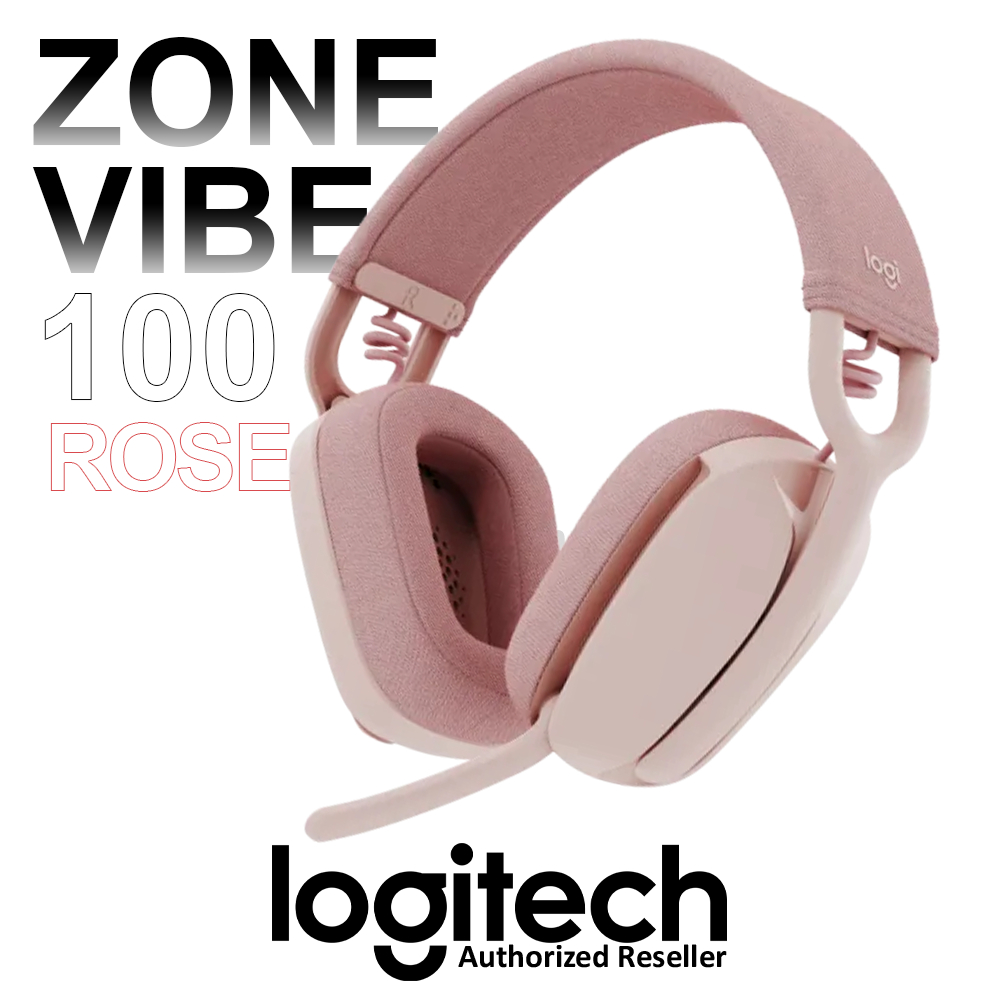 Logitech Zone Vibe 100 Headset (Rose) หูฟังไร้สาย หูฟังครอบหู สีชมพู ...