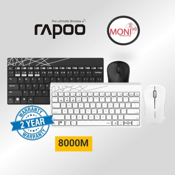 [ประกันศูนย์ไทย] คีย์บอร์เและเมาส์ RAPOO 8000M Mouse & Keyboard Wireless Combo Set | Shopee Thailand