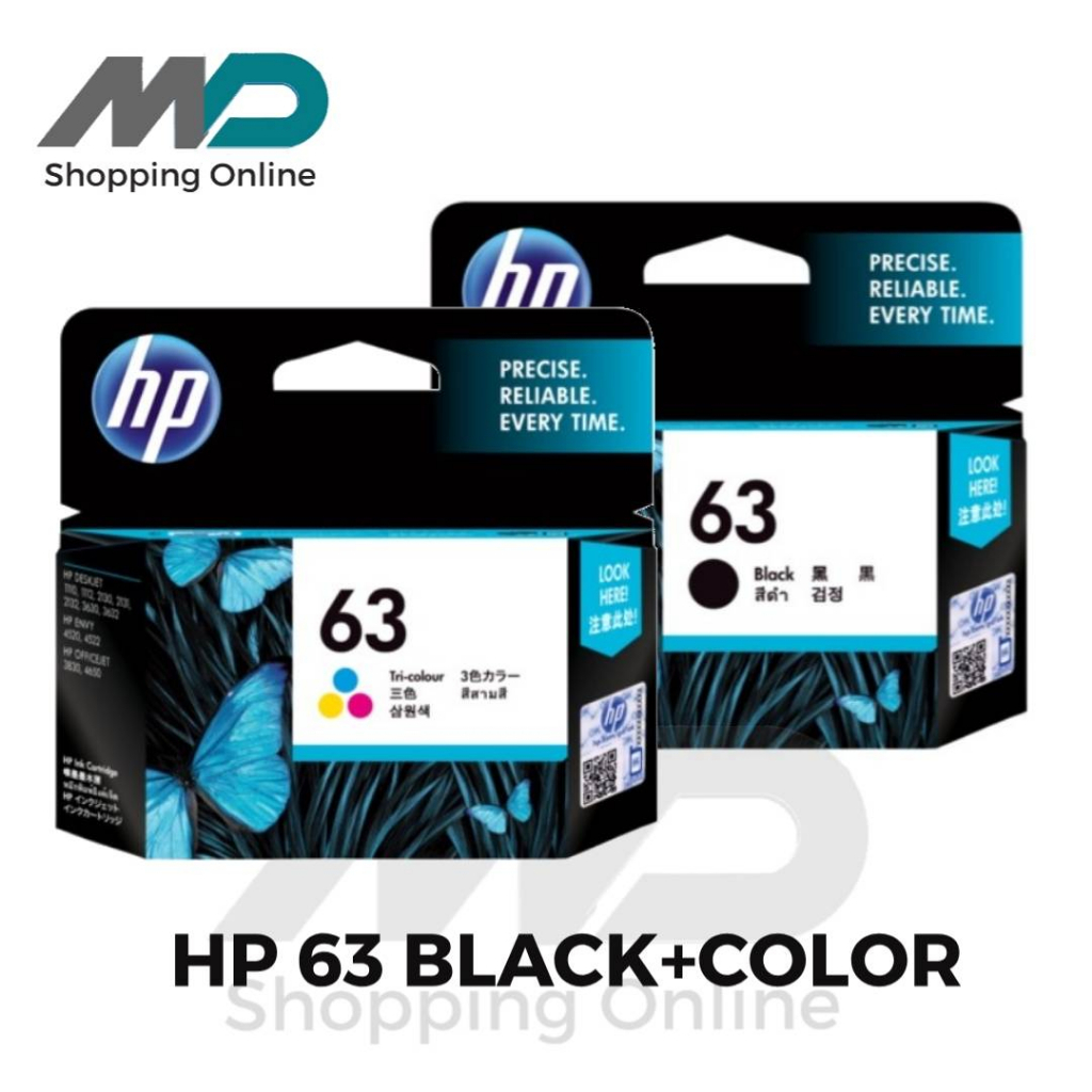 HP 63 Black+63 COLOR Original Ink Cartridge (F6U61AA) ปริมาณการพิมพ์ 5% ของกระดาษ A4 พิมพ์ได้ ...