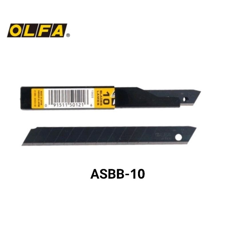 OLFA ใบมีดคัตเตอร์ 45° สีดำ ASBB-10 (9 มม.) และ รุ่น LBB-10 (18 มม.) กันสนิมและคมมาก หลอด ...