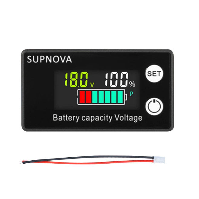 SUPNOVA เครื่องวัดวัดแบตเตอรี่ โวลต์มิเตอร์จอสี แสดงสถานะแบตเตอรี่ ...
