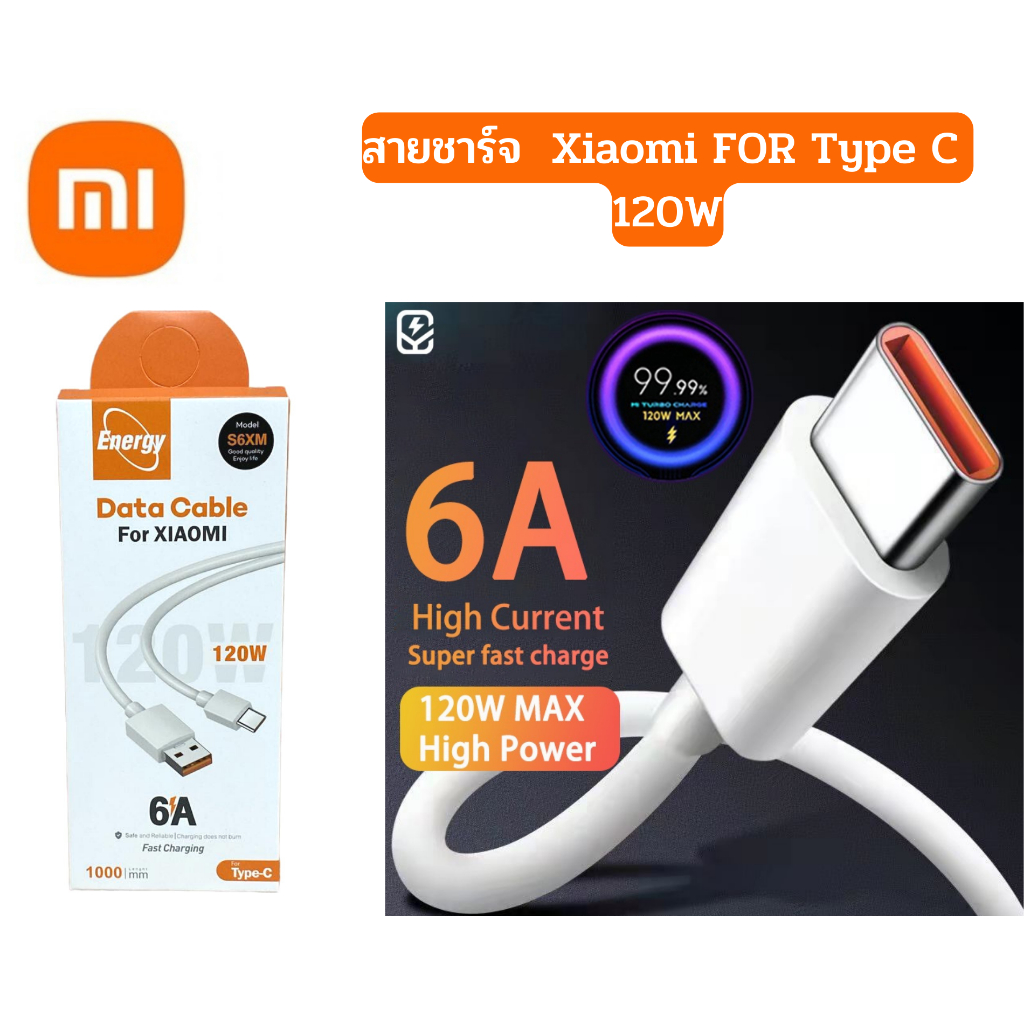 สายชาร์จ Turbo Charge Xiaomi Type C 6A xiaomi 11 Mi10 Poco Redmi 10X ...