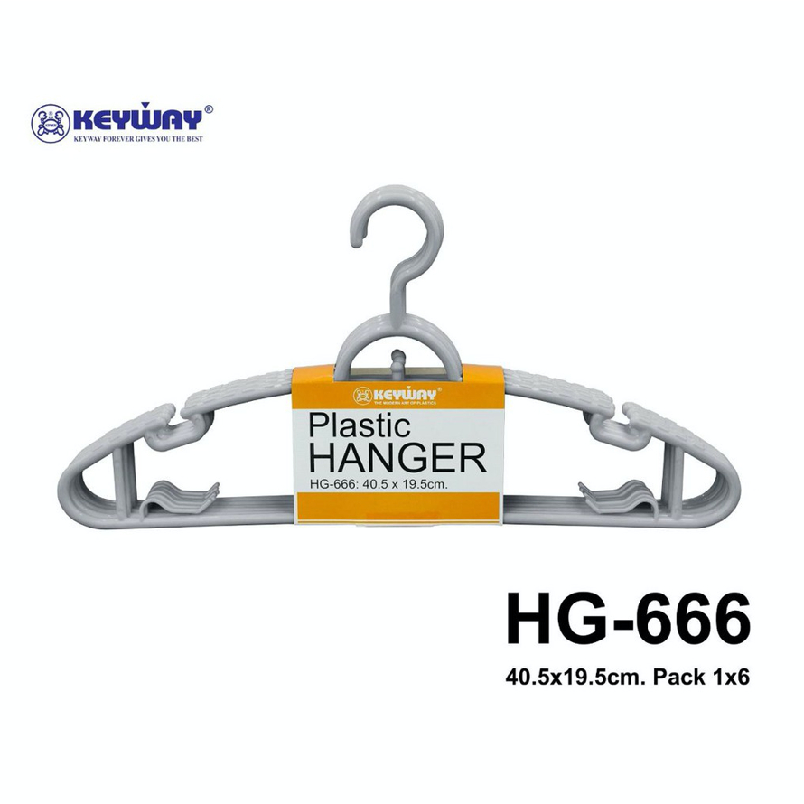 [เลือกสีได้] ไม้แขวนเสื้อ Keyway รุ่น HG-666 สีขาว/เทา (1แพ็ค 6ชิ้น) ไม้แขวนผ้า มินิมอล ที่ตาก ...