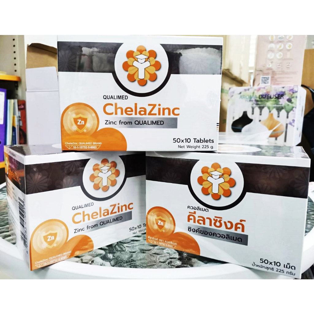 🔥ส่งฟรี exp12/2026🔥ยกกล่อง 500 เม็ด Chela Zinc Qualimed Chelated Zinc ...