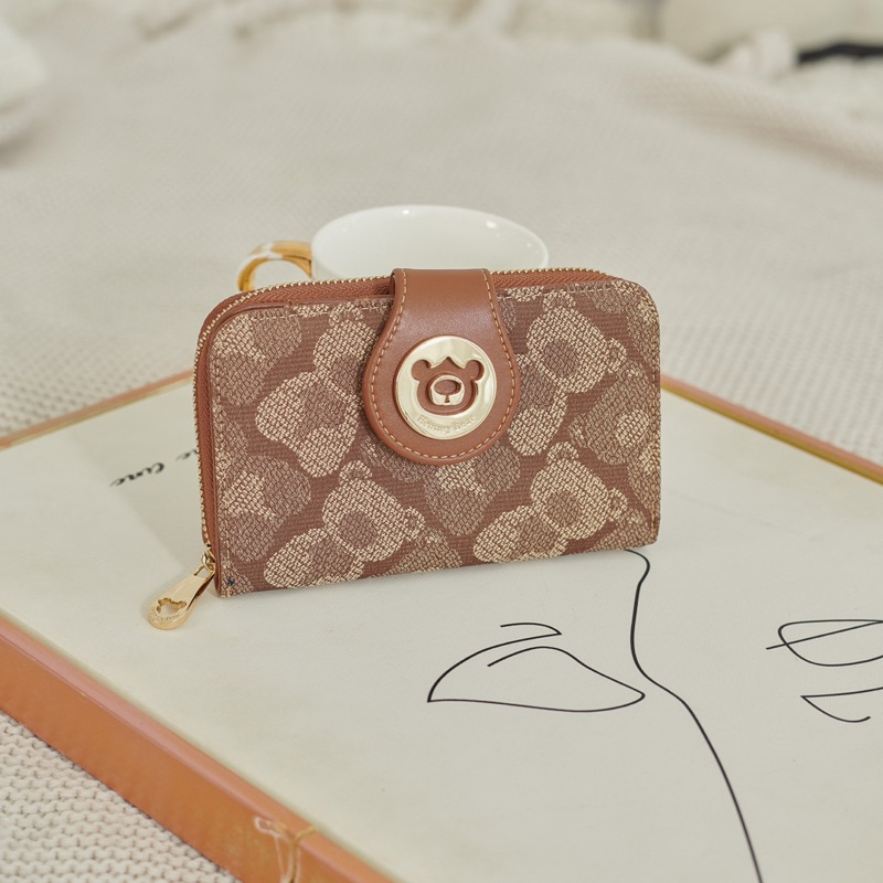 Henneybear HW-111 Shadow bear brown กระเป๋าสตางค์ใบกลาง ทรงสวยน้ำหนัก ...