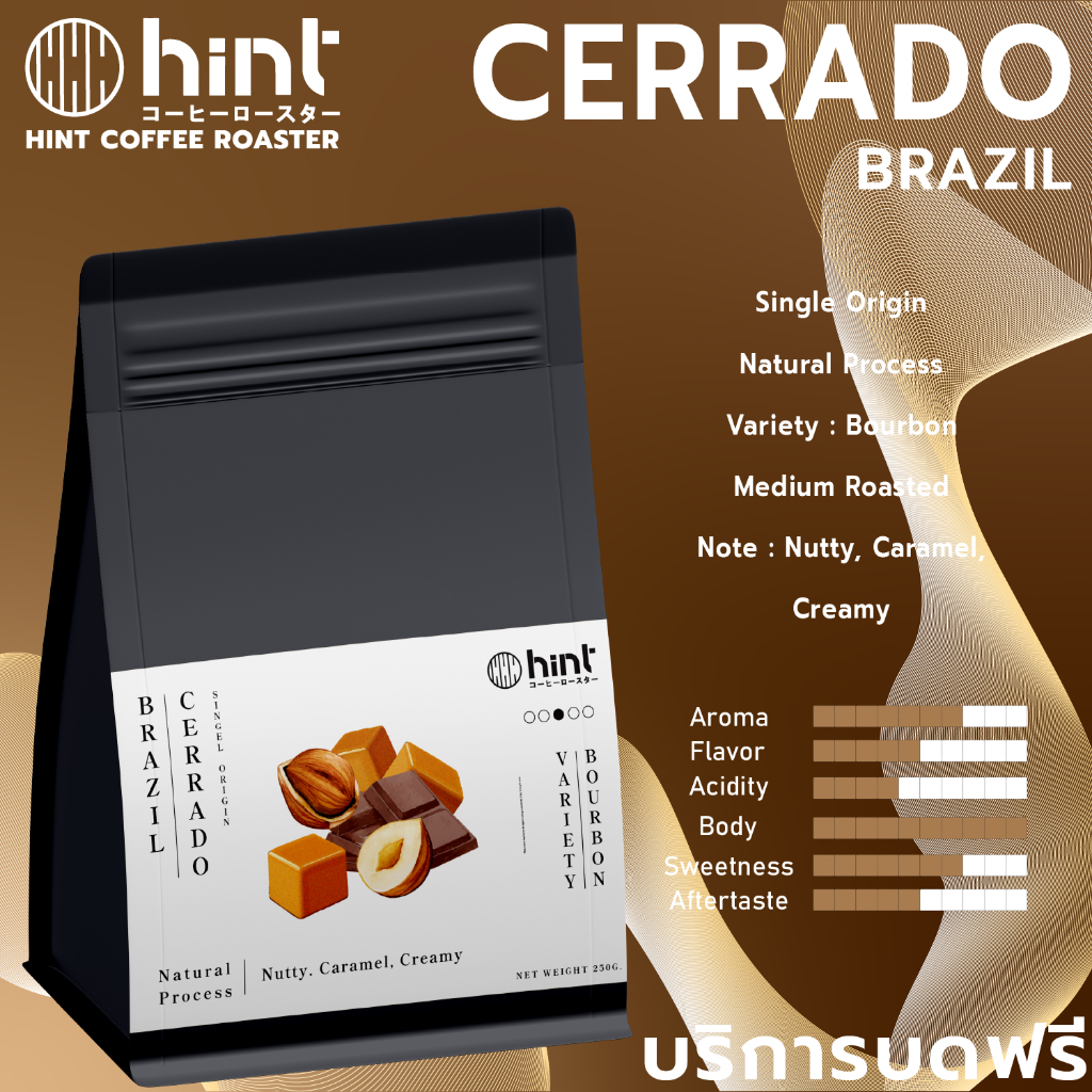 Hint Coffee Roaster เมล็ดกาแฟคั่ว Brazil Cerrado คั่วกลาง (Medium Roast ...