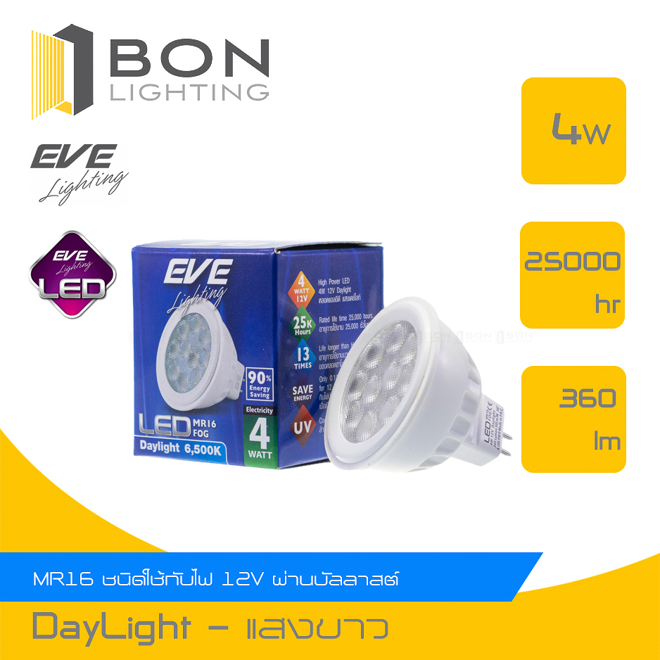 EVE LED 4W,6W MR16 Steam 220V / MR16 FOG 12V GU5.3 หลอดไฟตู้โชว์ สว่างสุดๆ คุ้มสุดๆ (Daylight ...