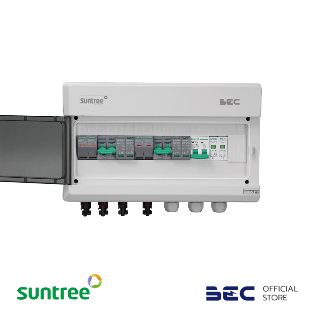 SUNTREE ตู้คอมบายเนอร์โซล่าเซลล์ AC/DC SHLX-PV2/2 AC DC COMBINER BOX for 5KW(2MPPT) without AC ...