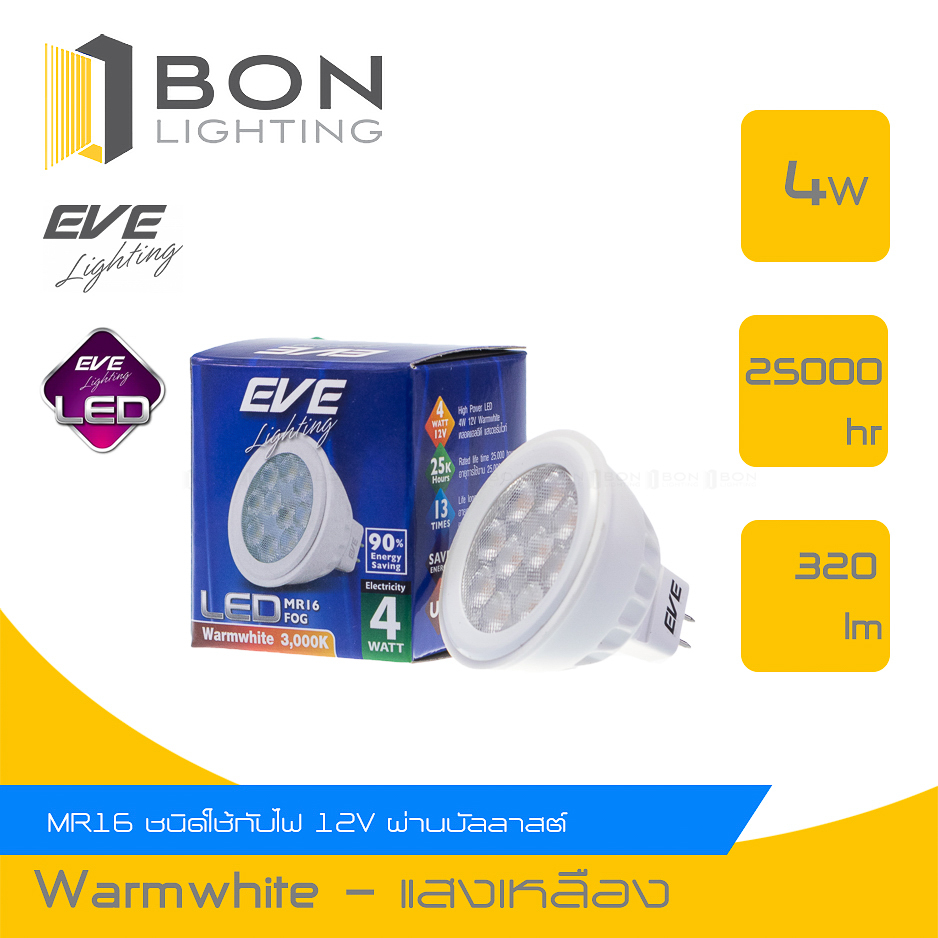 EVE LED 4W,6W MR16 Steam 220V / MR16 FOG 12V GU5.3 หลอดไฟตู้โชว์ สว่าง ...