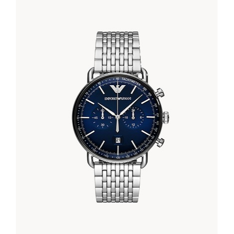 Emporio Armani นาฬิกาข้อมือผู้ชาย Aviator Chronograph Quartz Blue Dial ...