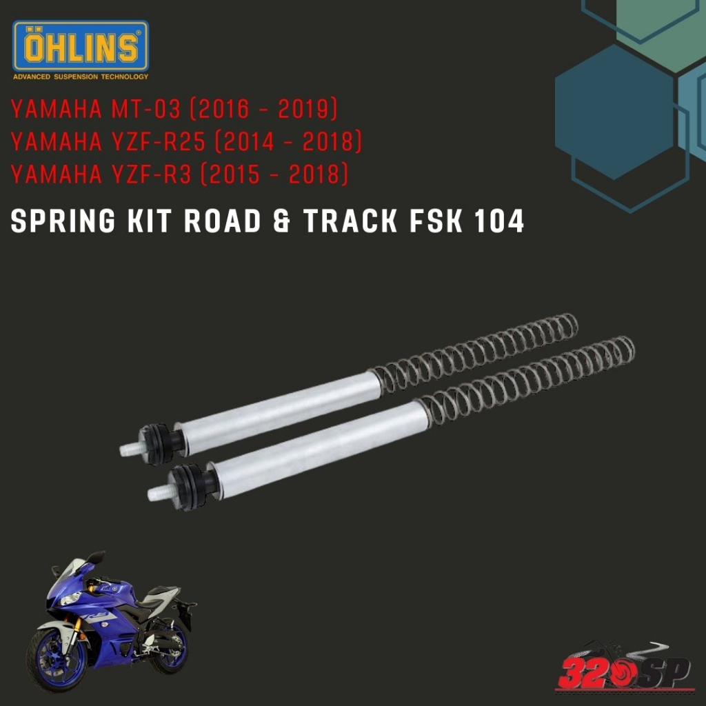 สปิงโช๊คหน้า OHLINS FSK 104 Yamaha R25 , R3 /2014-2018, MT03/2016-2019 ...