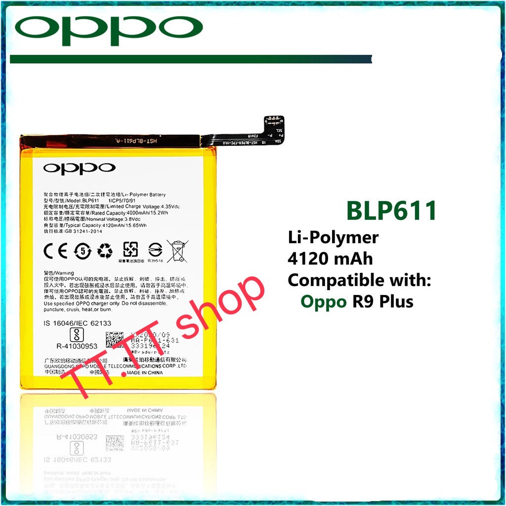 แบตเตอรี่ Oppo R9 Plus BLP611 4120mAh ประกัน 3 เดือน | Shopee Thailand
