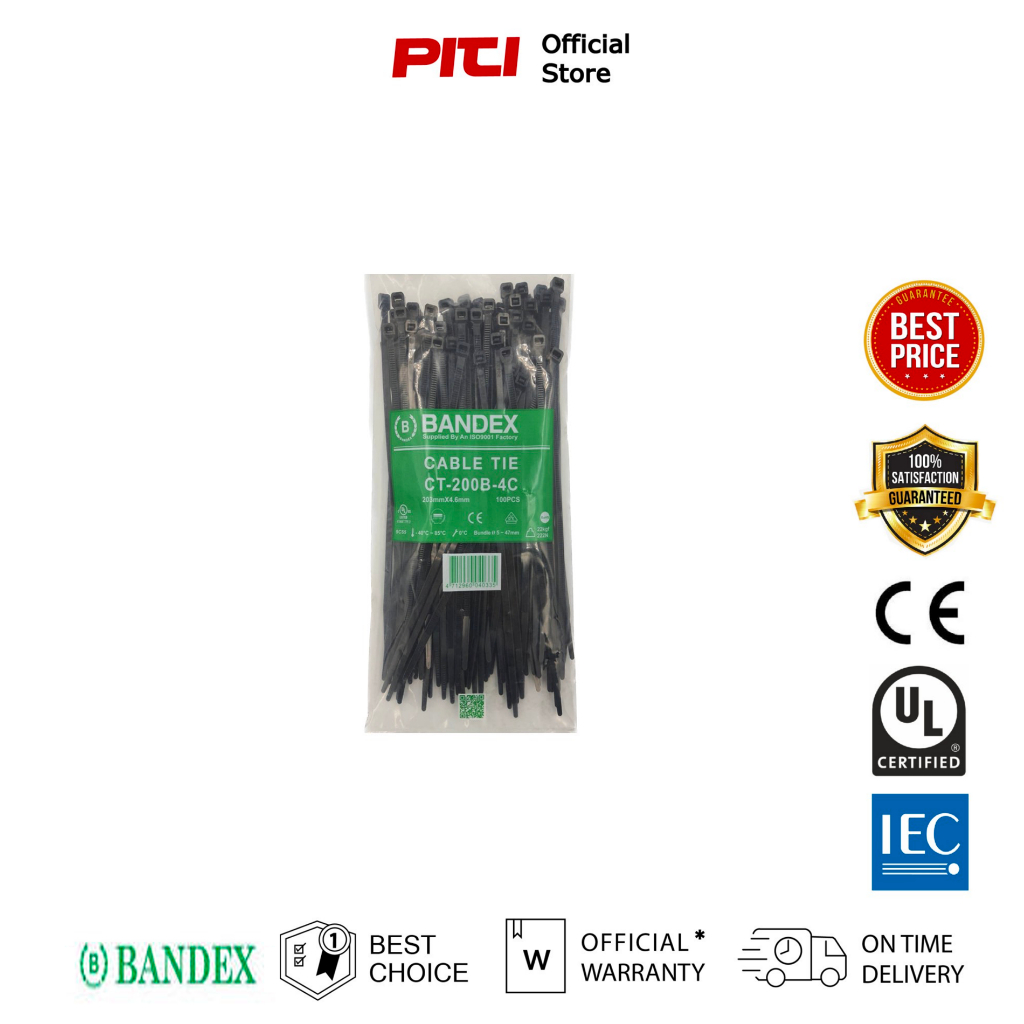 BANDEX เคเบิ้ลไทร์ CT-200B-4C สีดำ 8 นิ้ว | Shopee Thailand