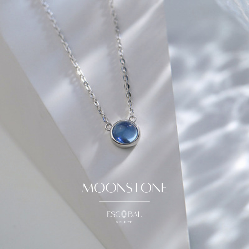 ESCOBAL พร้อมส่ง สร้อยคอเงินแท้ Moonstone สร้อยคอหิน ของขวัญให้แฟน ไม่ลอกไม่ดำ สไตล์ใหม่ ของขวัญ ...