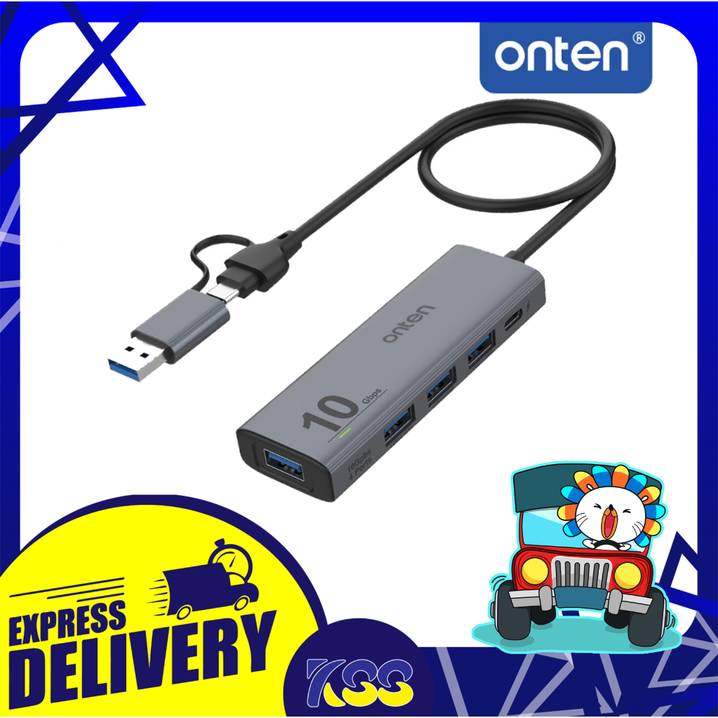 อุปกรณ์เพิ่มช่อง ยูเอสบีฮับ Onten 5 in 2 USB3.2 gen2+Type-c to USB3.2 gen2*4+PD3.0 OTN-UCA611 ...