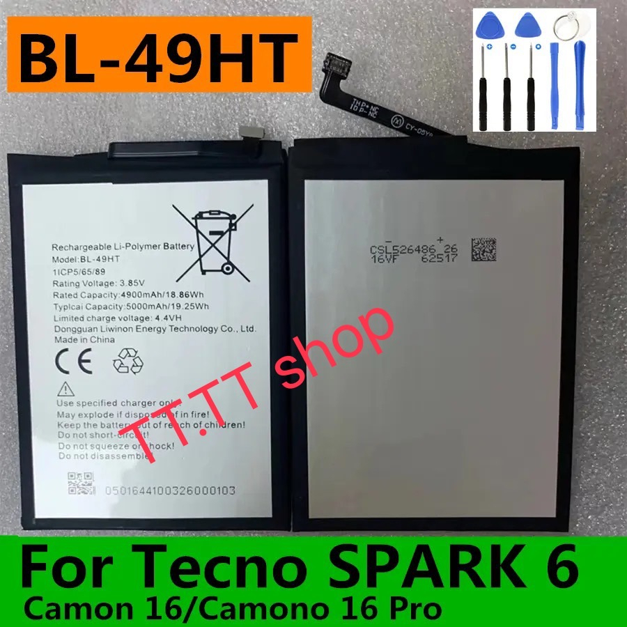 แบตเตอรี่ Tecno Spark 6 KE7 battery BL-49HT 5000mAh รับประกัน 3 เดือน ...