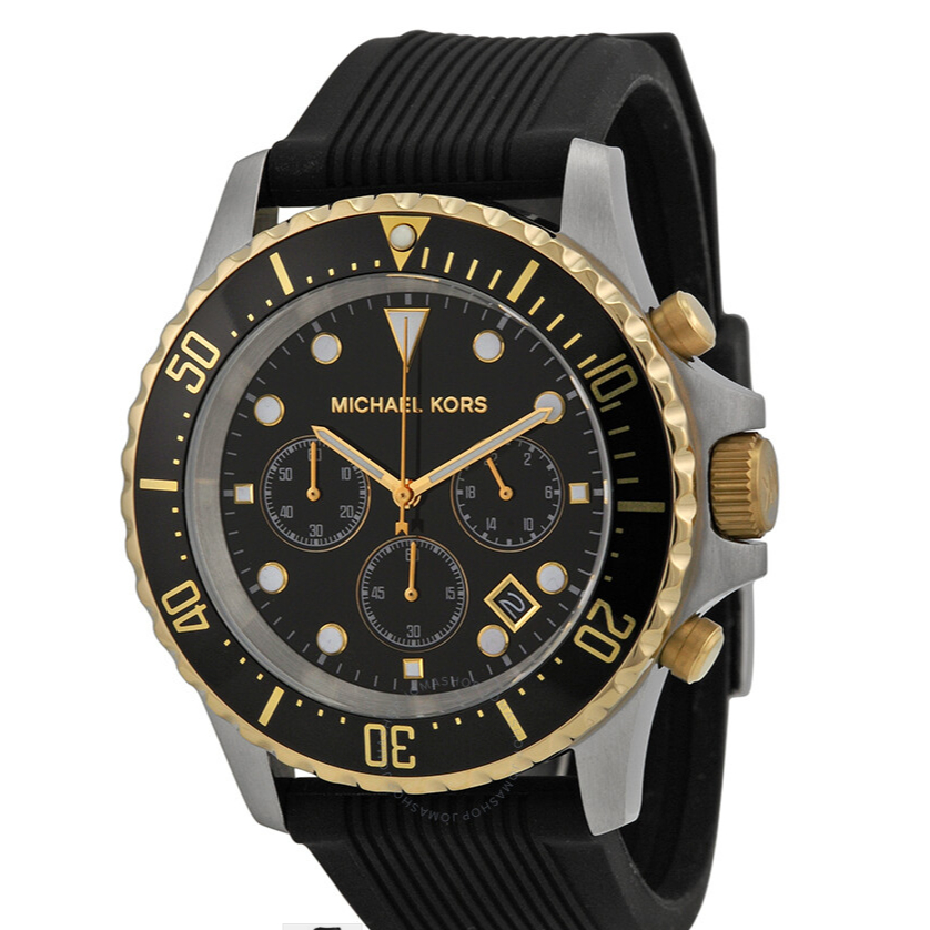 MICHAEL KORSEverest Chronograph Black Dial Black Silicone Men's MK8366 ...