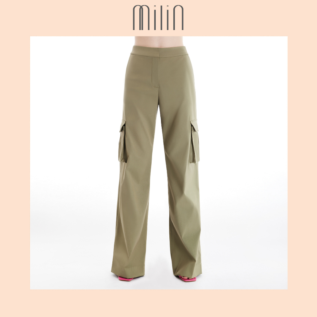 [MILIN] Striking Cargo Pants Mid waisted straight wide Legs cargo pants กางเกงคาร์โก้ทรงขากระบอก ...
