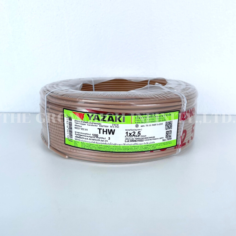 THAI YAZAKI สายไฟ THW 1x2.5 Sq.mm. สายไฟ ไทย ยาซากิ 1x2.5 Sq.mm ความยาว 100 เมตร | Shopee Thailand