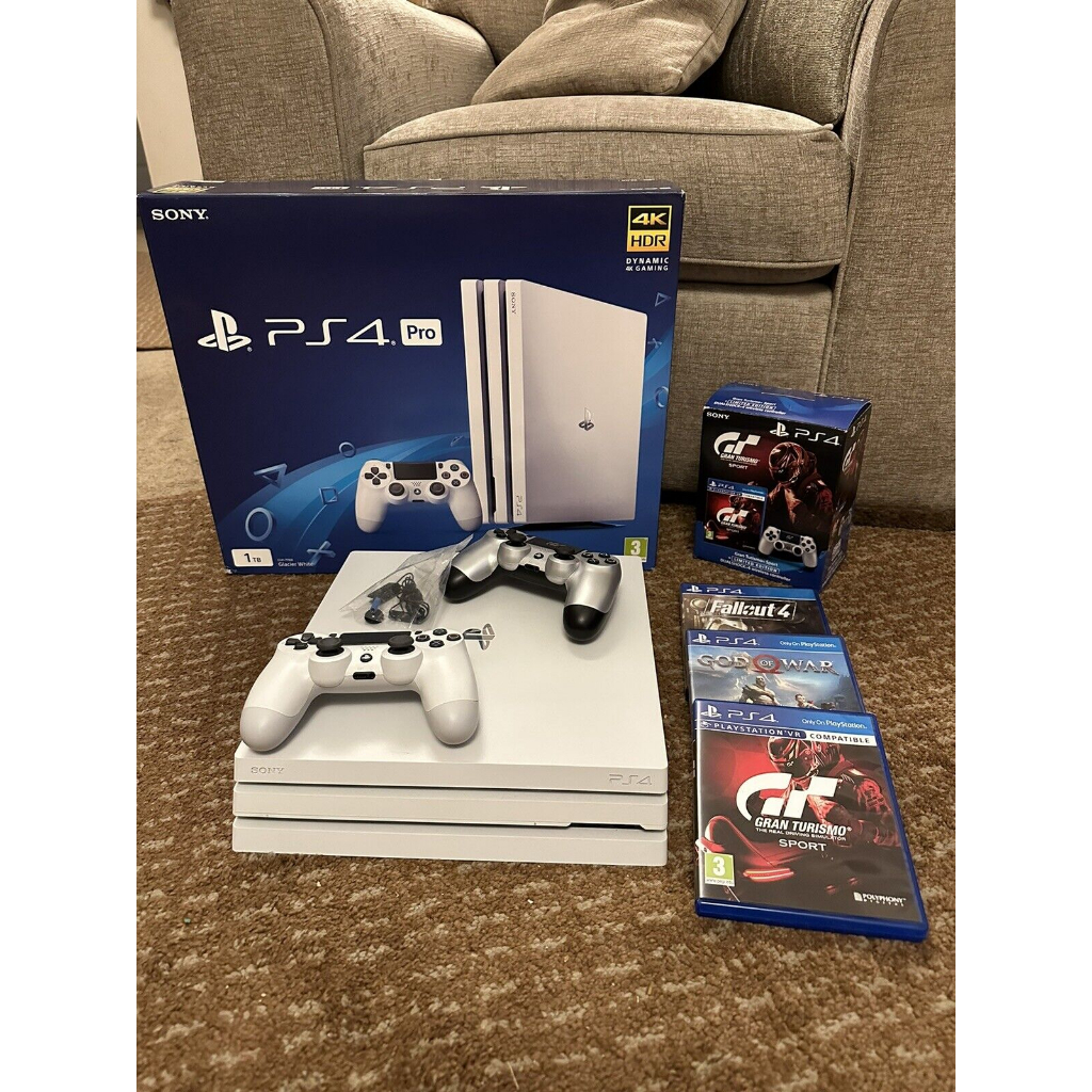 Sony PlayStation 4 Pro White 1TB Console - White - Plus 2x Controllers + Games | Shopee Thailand