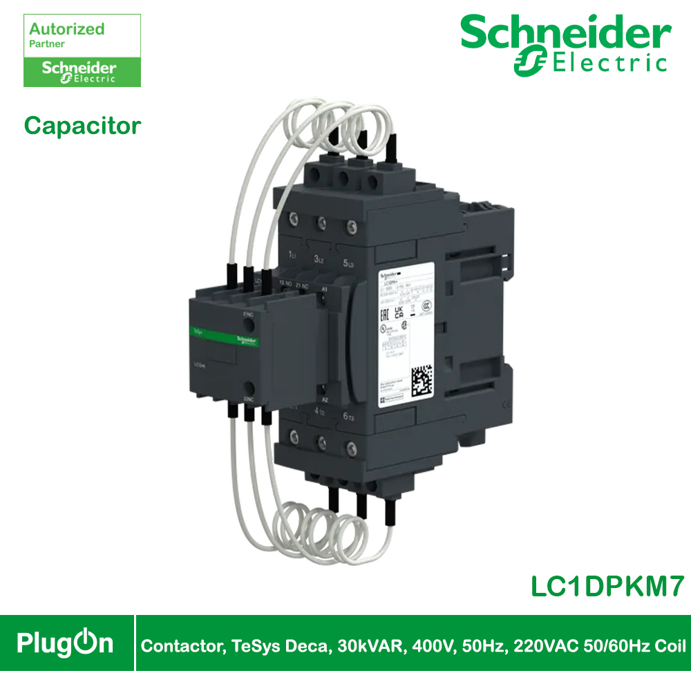 Schneider Electric Capacitor duty contactor, TeSys Deca, 30kVAR, 400V ...