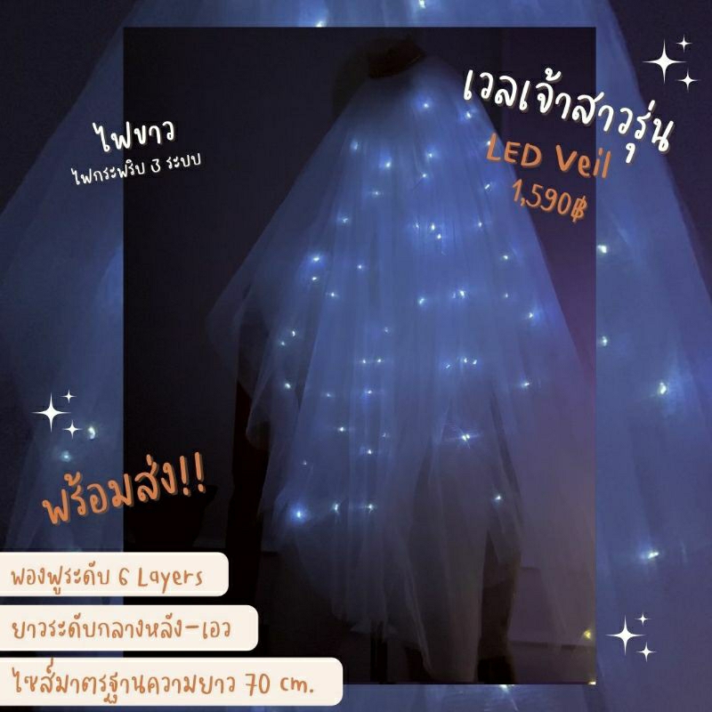 LED VEIL • เวลเจ้าสาวติดไฟสีขาว ( WHITE) กระพริบ 3 ระบบ (พร้อมส่ง) งาน ...