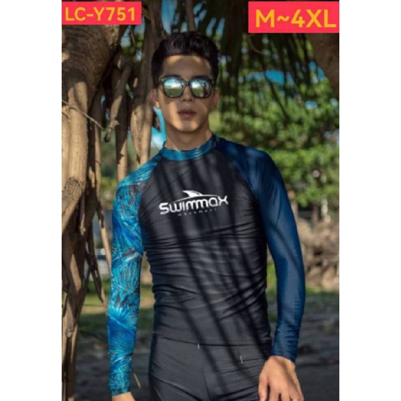 เสื้อว่ายน้ำชาย แขนยาว ผ้ากันยูวี มีหลายแบบให้เลือก สินค้าพร้อมส่ง ใส่แล้วอย่างเท่ห์ M-4XL ...