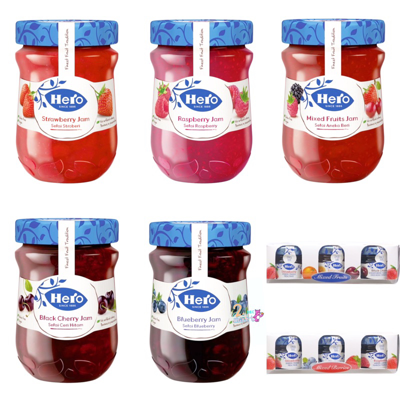 ฮีโร่แยม Hero Jam 5 รสชชาติ Strawberry Black Cherry Raspberry Blueberry Raspberry 340 g ขนาด ...