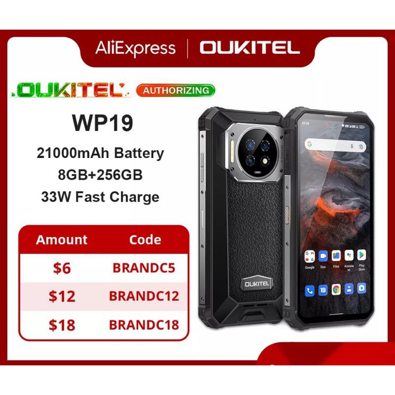OUKITEL WP19 แรม 8 รอม 256 GB แบตเตอรี่ 21000 MAh หน้าจอ 6.78 นิ้ว FHD ...