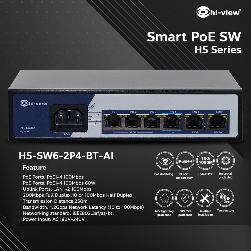 Hi-view POE HS-SW6 2P4 BT-AI HS Series (6Port) | Shopee Thailand