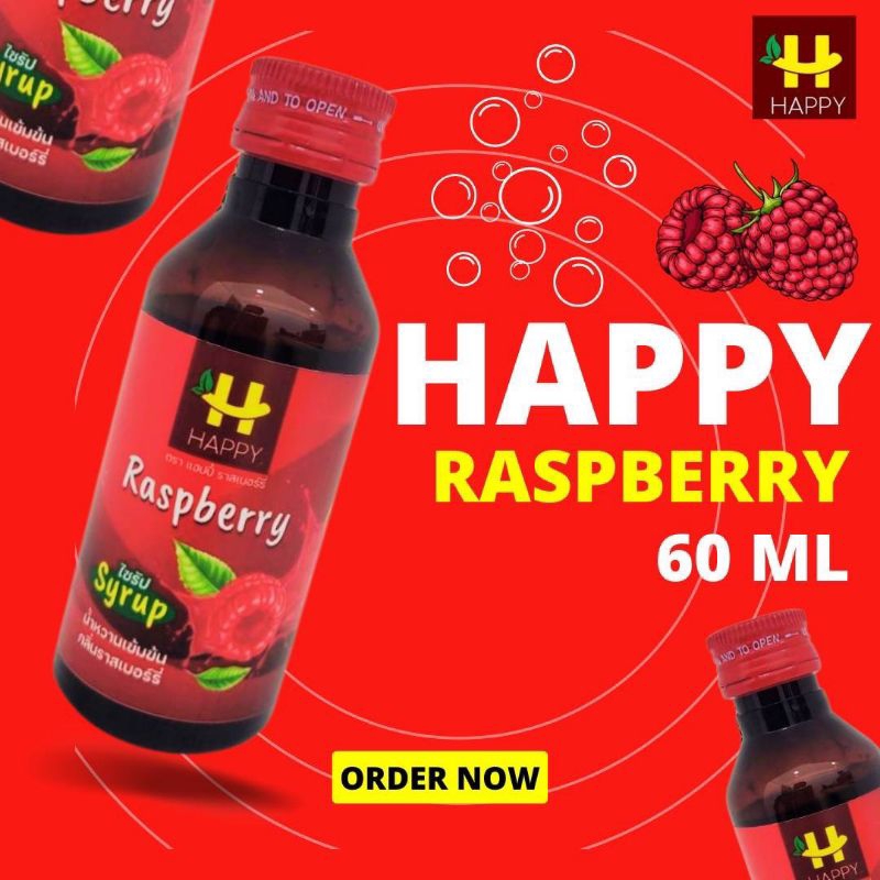 Happy Raspberry Syrup 60ml. ฝาแดงแท้100% | Shopee Thailand