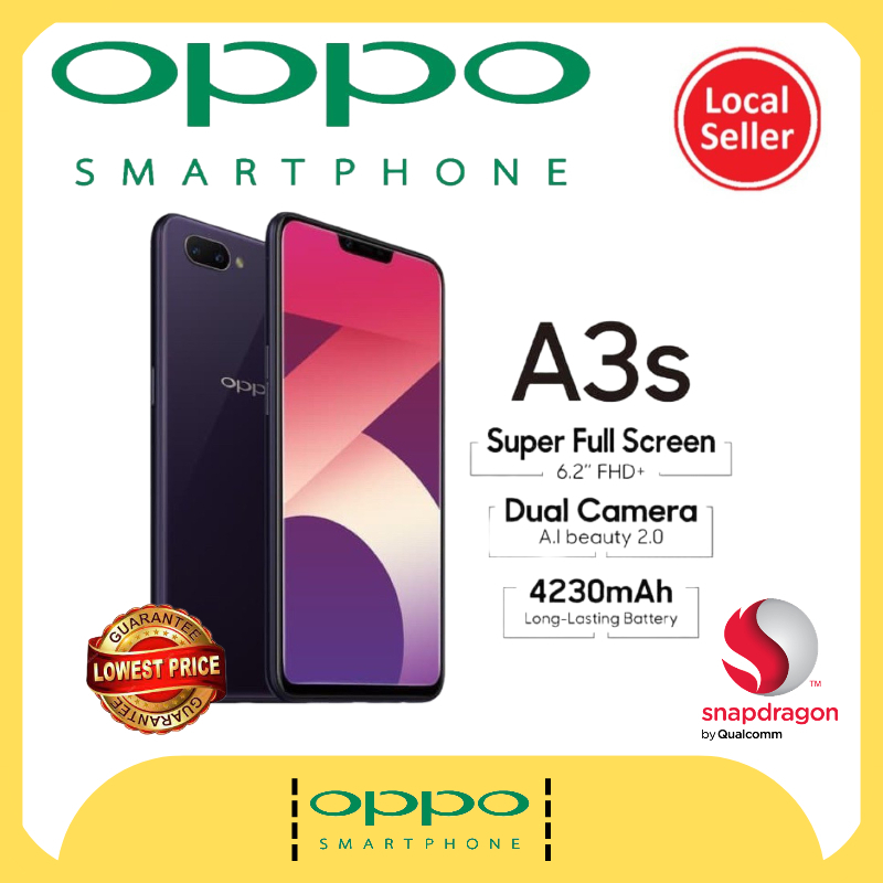 Oppo A3s 4GB RAM + 64GB ROM 6.2 นิ้ว 13MP LTE (มือสอง) พร้อม Fullset | Shopee Thailand