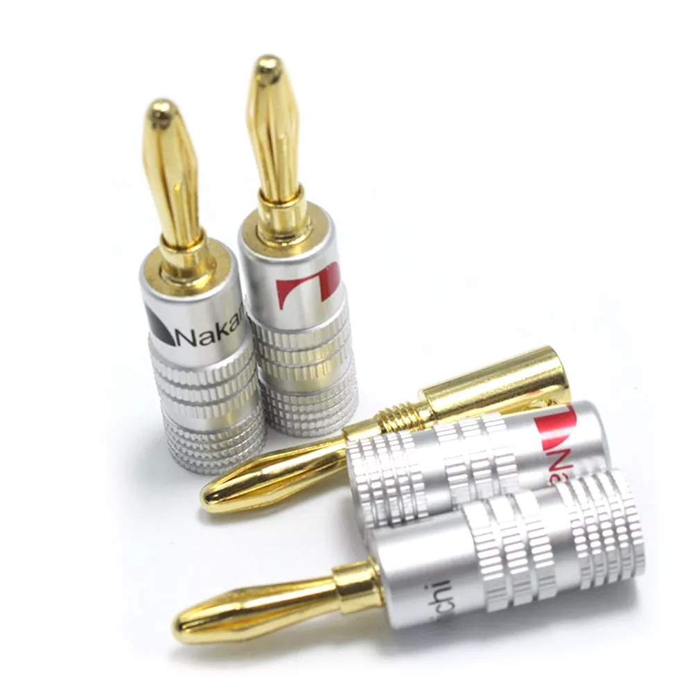 4mm Nakamichi 4Pcs(2 Red, 2 Black) Banana Plugs New 24K Gold Speaker for Video Speaker Connector ...