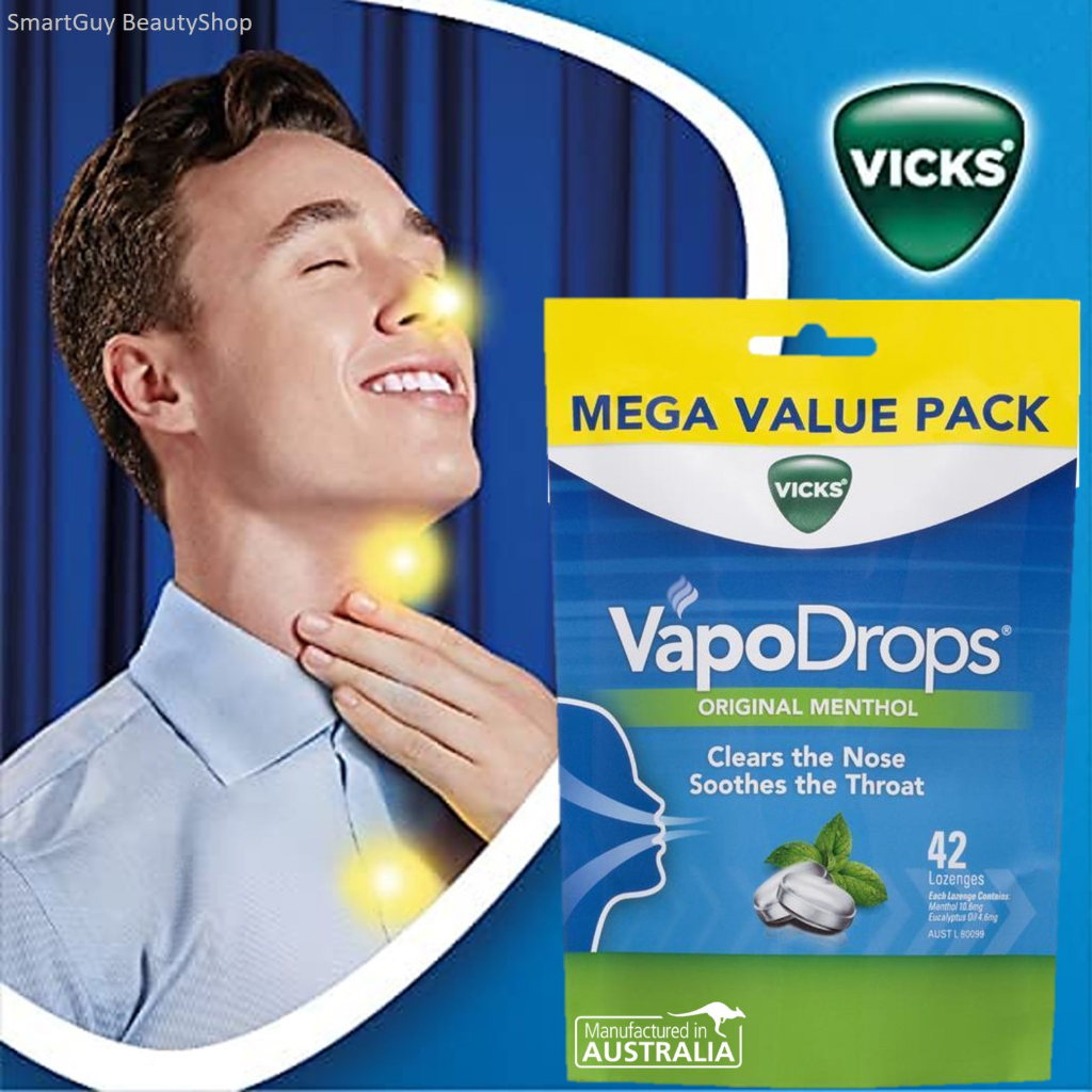 Vicks VapoDrops Original Menthol Lozenges 42Counts เม็ดอมบรรเทาอาการคัด ...