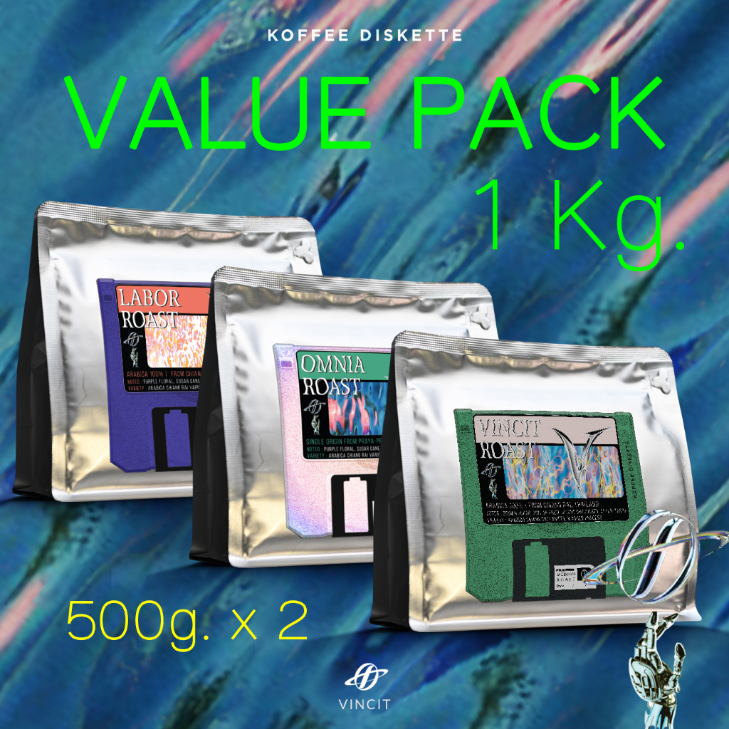 Value Pack กาแฟขนาดสุดคุ้ม 1 Kg. (500g. x 2) Koffee Diskette Series กาแฟคั่วสด / คั่วอ่อนค่อน ...
