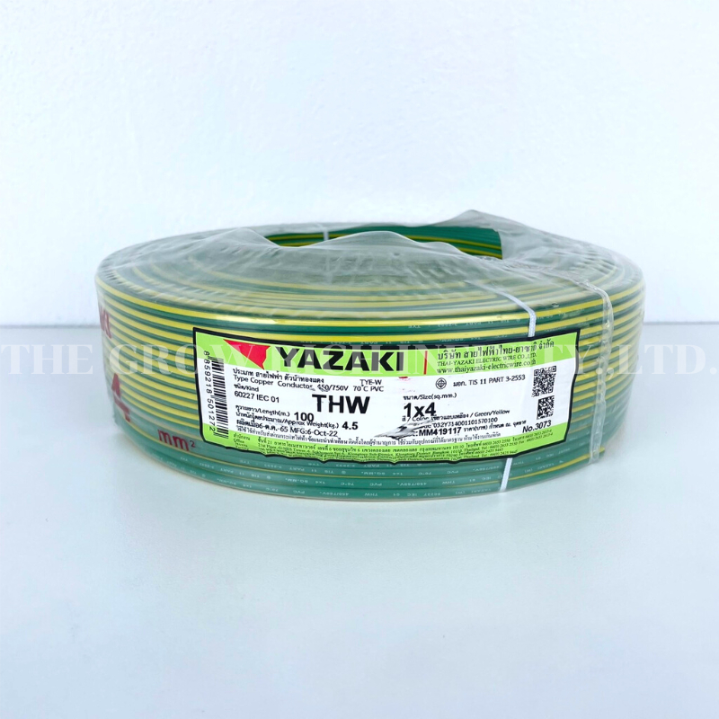 THAI YAZAKI สายไฟ THW 1x4 Sq.mm. สายไฟ ไทย ยาซากิ 1x4 Sq.mm ความยาว 100 เมตร พร้อมส่ง!! | Shopee ...