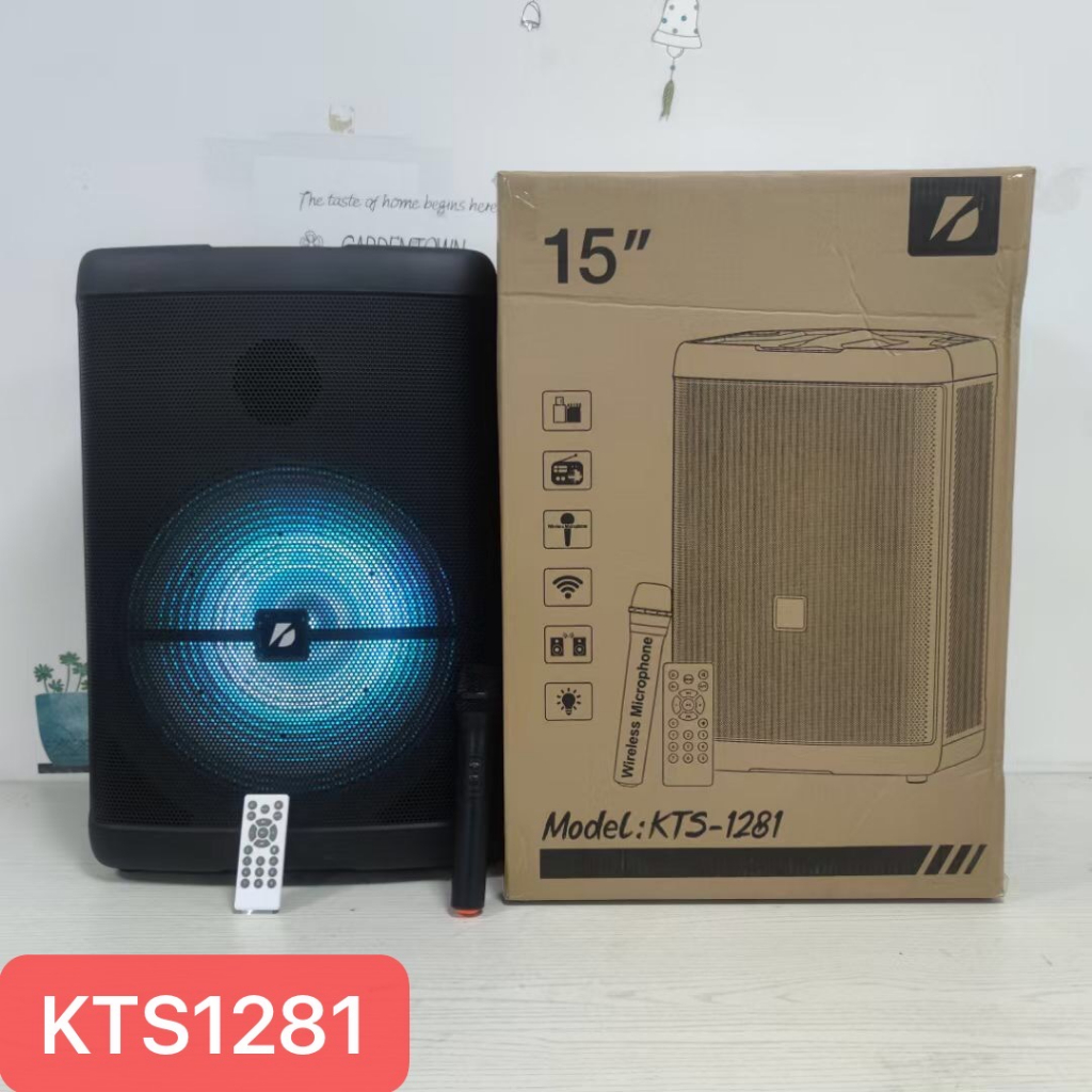 NEW!! ลําโพงบลูทูธ ลำโพงรุ่นKTS-1281 ดอก15นิ้ว ปรับ Bass/Treble/Echo มีช่องเสียบไมค์/สายกีต้าร์ ...