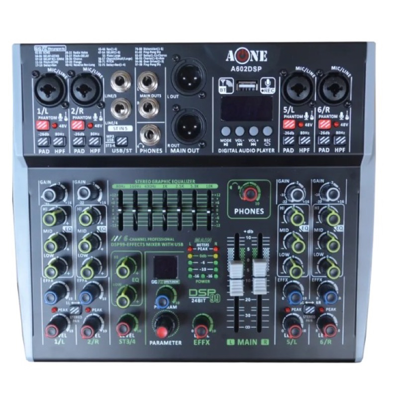 A-ONE มิกเซอร์ MIXER 6CH ปรับแต่งเสียง ผสมสัญญาณเสียง 6ช่อง มีบลูทูธ ...