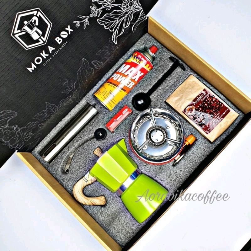 MS68-ชุด Moka Box หม้อต้ม Moka pot 6 cup+ที่บดกระบอกสแตนเลส+เตาแก๊ส ...