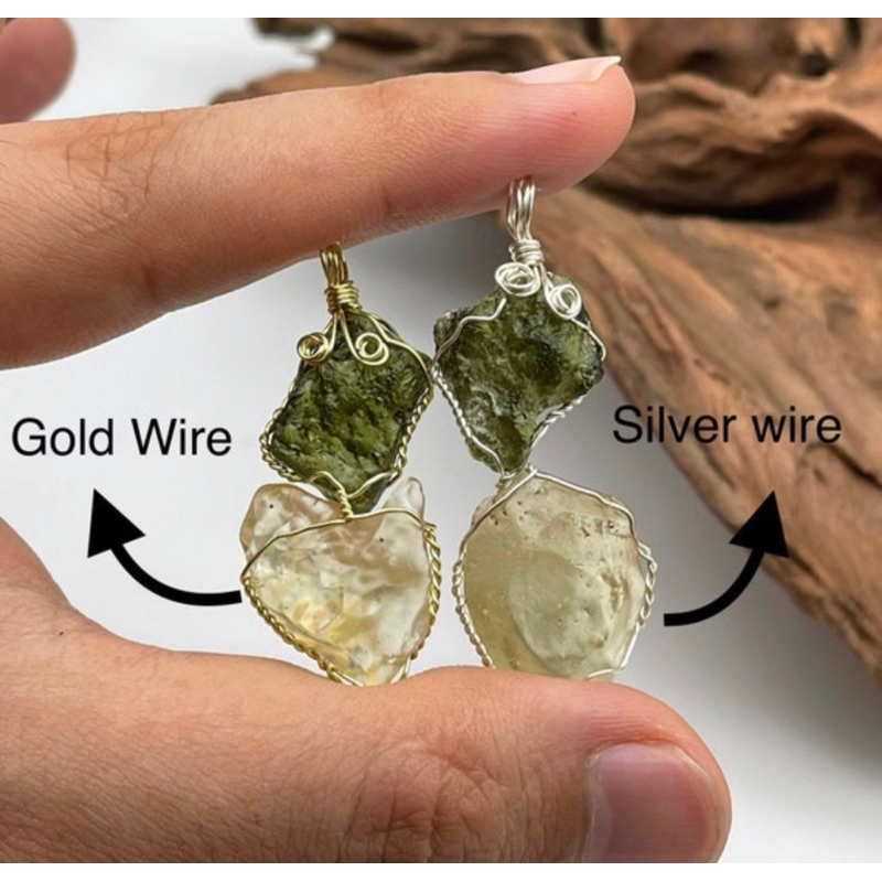 Natural Raw Libyan With Moldavite Tektite Pendant available in Gold And ...