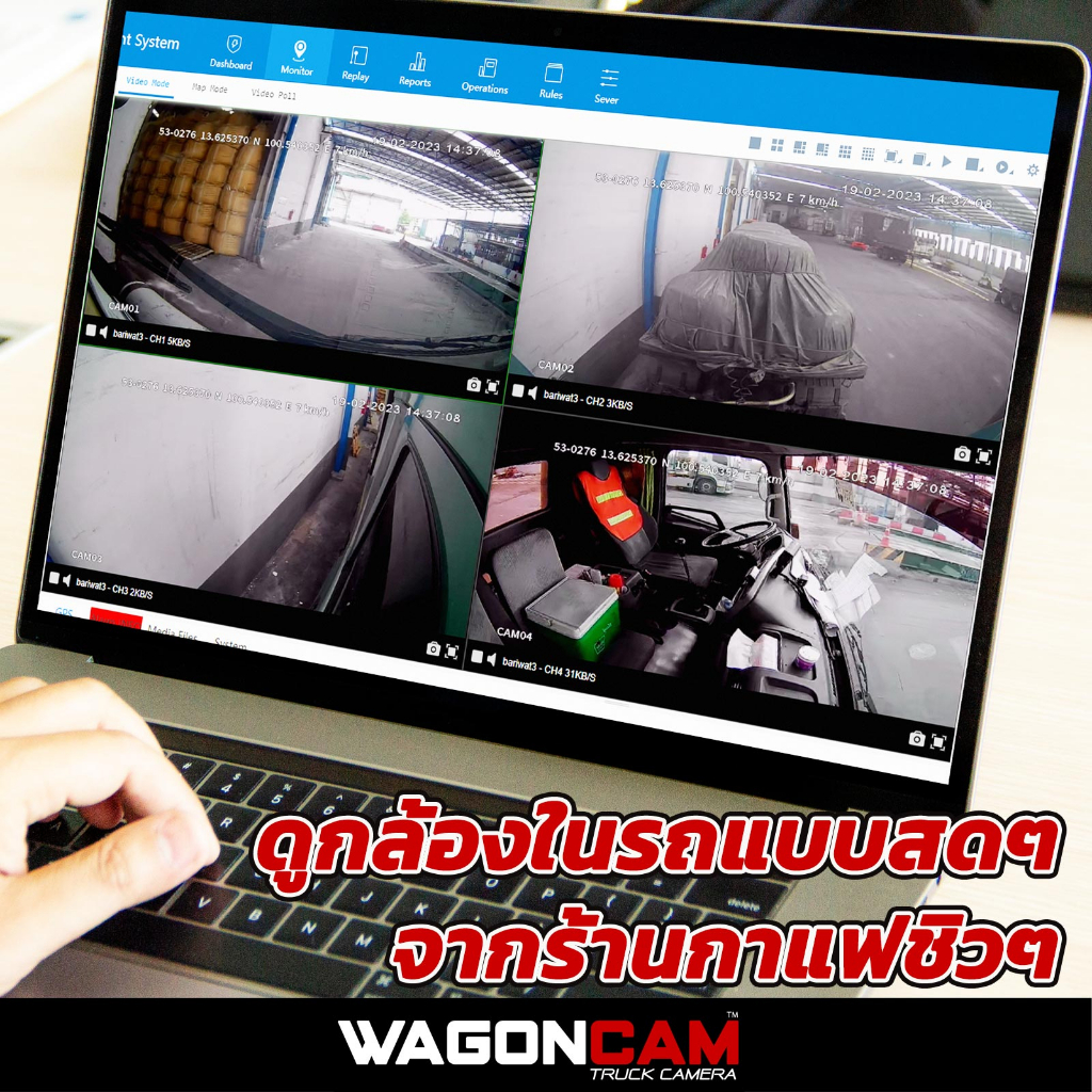 WAGONCAM กล้องติดรถบรรทุกออนไลน์ แบบภายนอก รุ่น 4GHD กล้อง 4 ตัว ใส่ SIM ทุกค่าย ดูออนไลน์ได้ ...