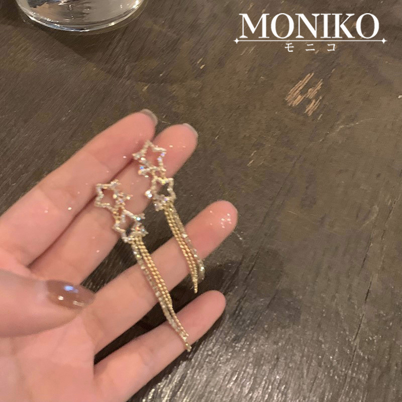 MONIKO ต่างหูระย้า ห้อยพู่ยาว จี้รูปดาว สําหรับผู้หญิง | Shopee Thailand