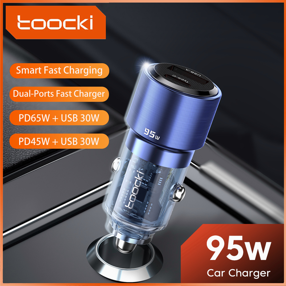 Toocki PD60W Type C USB ชาร์จในรถ QC3.0 95W Fast Car Charger อลูมิเนียมอัลลอยด์โปร่งใส ที่ชาร์จ ...