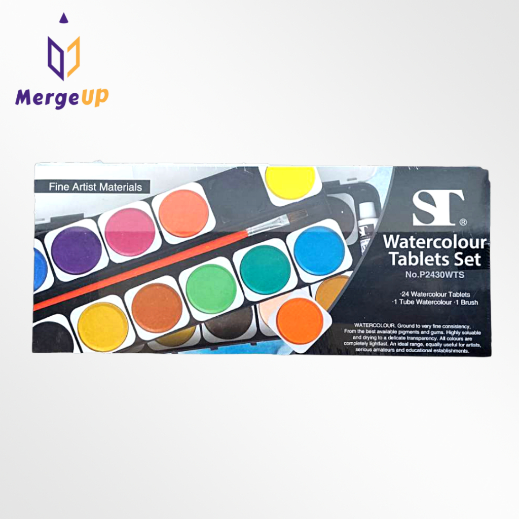 สีน้ำตลับ ชนิดก้อน ST Water colour Tablets Set 24 | Shopee Thailand
