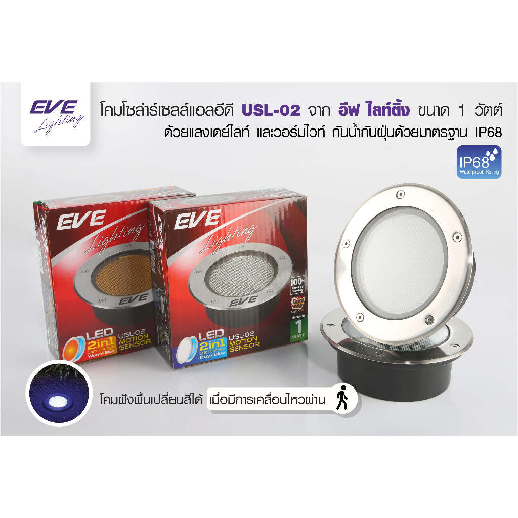 (เทคโนโลยีเปลี่ยนแสงแดดเป็นแสงสว่าง) EVE LED Solar Cell USL-02 โคมโซล่า ...