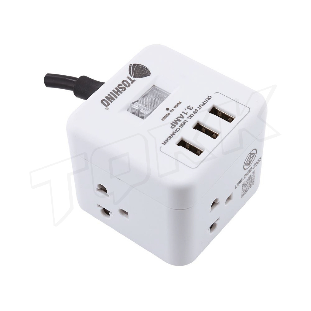 Toshino ปลั๊กไฟ รางปลั๊ก CU42 CU43 CU20 PD USB มี4ช่อง 3USB 1สวิตช์ สายยาว 2m Plug รางปลั๊กไฟ ...
