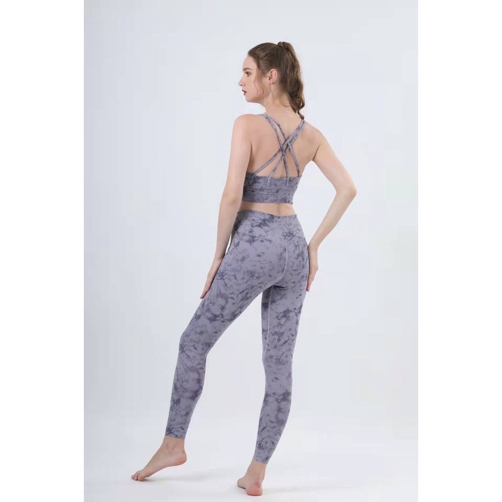 Braclothes#603G/611G ชุดเซ็ทออกกำลังกาย สปอร์ตบรา ลายมัดย้อม (แยกขาย) | Shopee Thailand