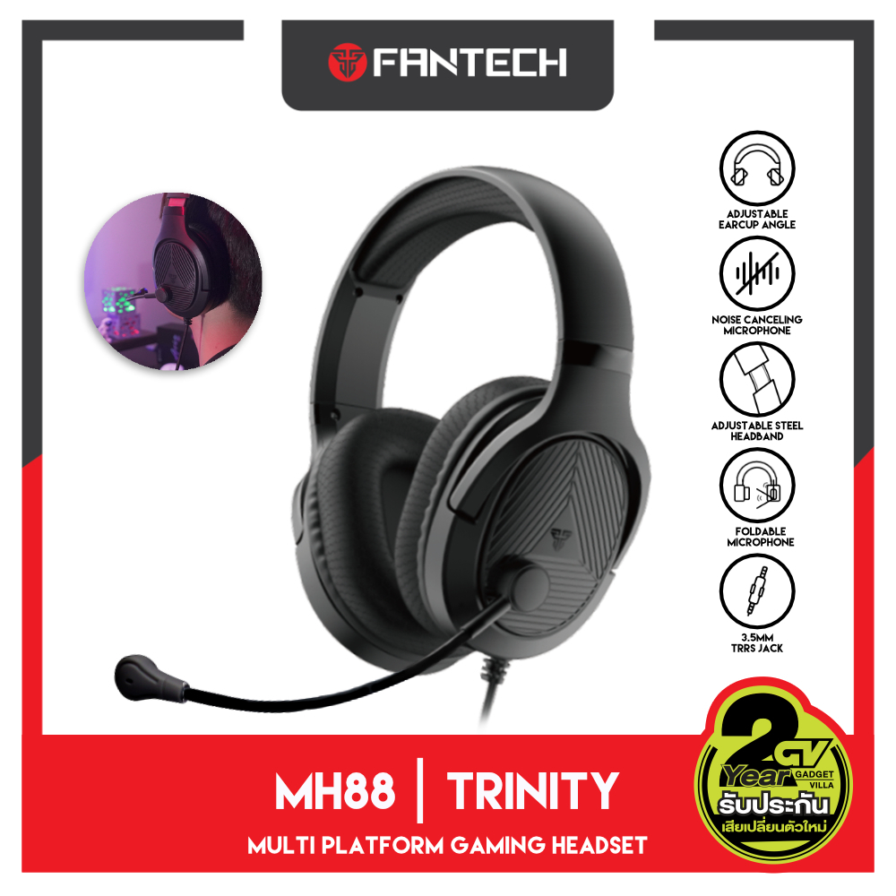 FANTECH รุ่น MH88 TRINITY Gaming Headsetมี 3 สี ดำ ชมพู ขาว ระบบ 2.1 หูฟังเกมมิ่ง แฟนเทค หูฟัง ...